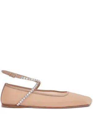 Amina Muaddi Crystal-embellished Ballerina Shoes - Neutrals