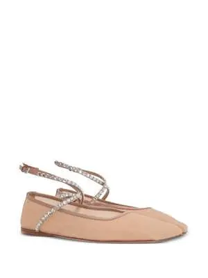 Amina Muaddi Crystal-embellished Ballerina Shoes - Neutrals