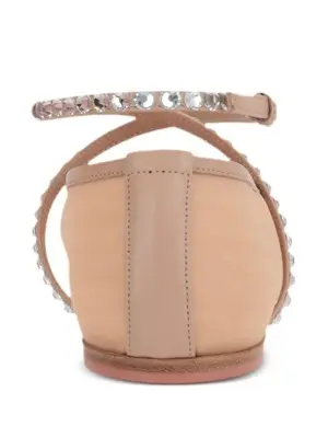 Amina Muaddi Crystal-embellished Ballerina Shoes - Neutrals