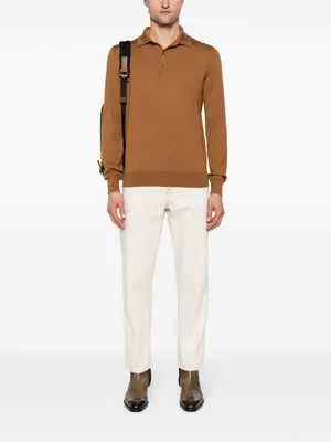 Zegna Foliage Cashseta Polo Shirt - Brown