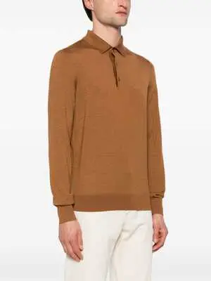 Zegna Foliage Cashseta Polo Shirt - Brown