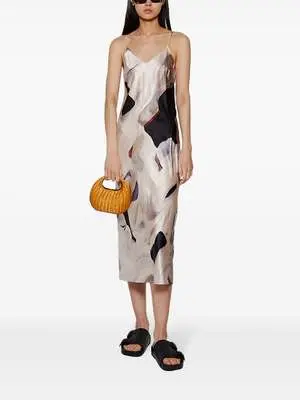 ACE HARPER Abstract-print Midi Dress - Neutrals