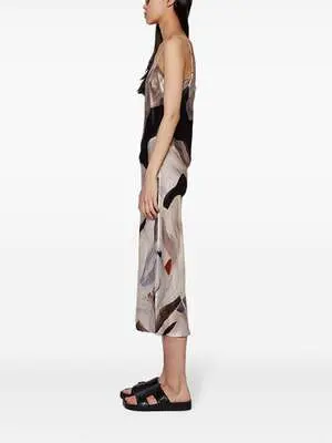 ACE HARPER Abstract-print Midi Dress - Neutrals