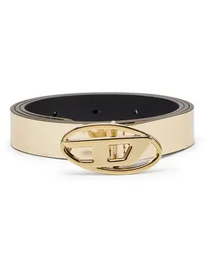 DIESEL B-1dr Leather Belt - Gold