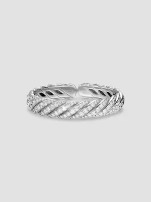 David Yurman Sculpted Cable Flex Bracelet In 18k White Gold