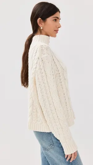 Jenni Kayne Cotton Cable Knit Half Zip Pullover