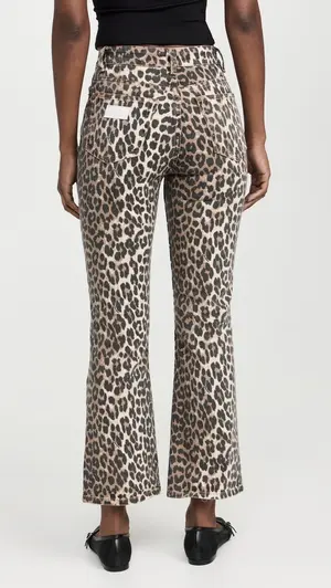 GANNI Print Denim Cropped Jeans - Leopard