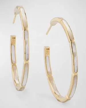 JAN LESLIE Jan Leslie Inside Out Gemstone Hoop Earrings Mop