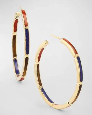 JAN LESLIE Jan Leslie Inside Out Gemstone Hoop Earrings Multi