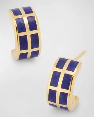 JAN LESLIE Jan Leslie Dash Rectangle Gemstone Huggie Earrings Lapis