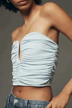 Anthropologie Strapless Sculpted Top - Light Blue