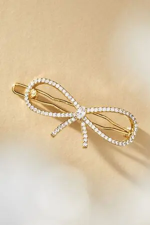Anthropologie Rhinestone Bow Hair Clip - Gold | Editorialist display picture 3
