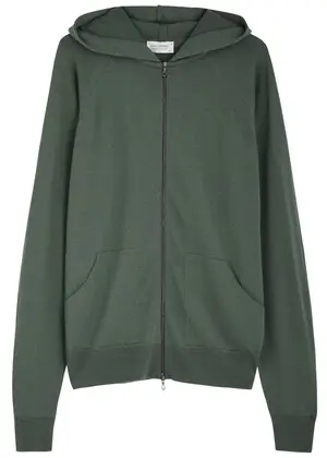 John Smedley Carty Hooded Wool Sweatshirt - Dark Green