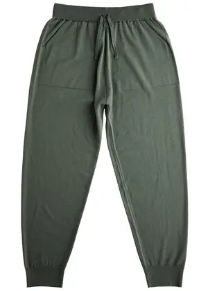 John Smedley Henning Wool Sweatpants - Dark Green