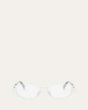 Celine Triomphe Metal Oval Eyeglasses - Shiny Palladium