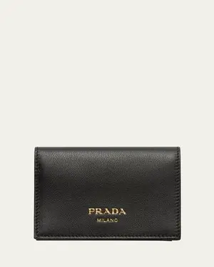 Prada Calf Leather Compact Wallet - Nero