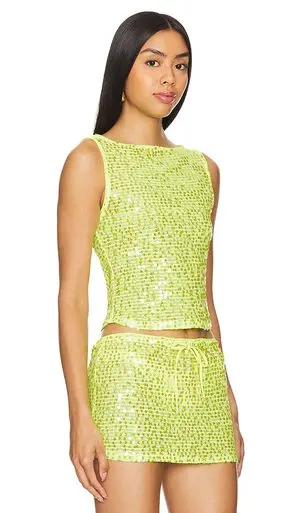 LOVERS AND FRIENDS Sequin Top - Lime Green Sequin