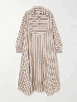 Loro Piana Striped Printed Linen And Silk-blend Kaftan