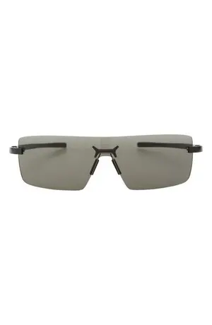 Tag Heuer 136mm Rimless Rectangle Sunglasses - Black/ Smoke