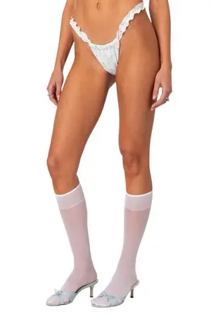 EDIKTED Scrunched Floral Bikini Bottoms - White