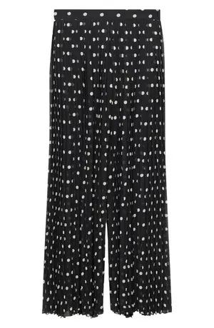 Mango Adela Polka Dot Pleated Chiffon Palazzo Pants