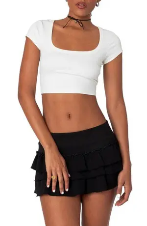 EDIKTED Ricki Crop T-shirt - White