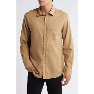 7 For All Mankind Solid Cotton & Linen Button-up Shirt Sand