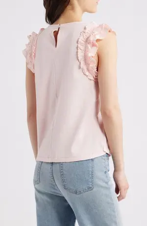 Wit & Wisdom Ruffle Sleeve Top - Whisper Pink