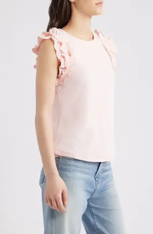 Wit & Wisdom Ruffle Sleeve Top - Whisper Pink