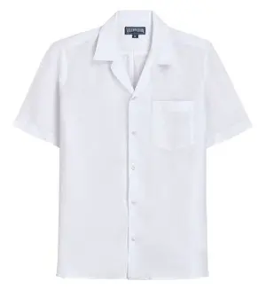 Vilebrequin Solid Linen Bowling Shirt - Blanc