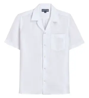 Vilebrequin Linen Solid Bowling Shirt - Blanc