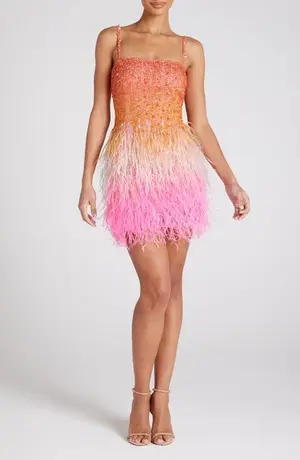 nadine merabi pink feather dress Summer '22 So Far