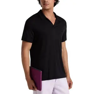 Vilebrequin Tencel Polo Shirt Solid - Black