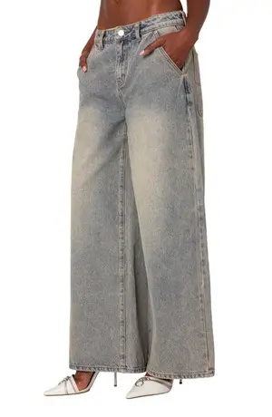 EDIKTED Baggy Wide-leg Jeans - Gray