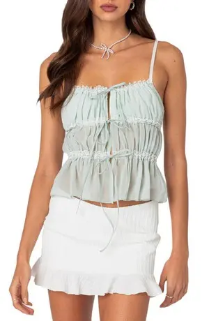 EDIKTED Addy Tie-front Camisole - Sage
