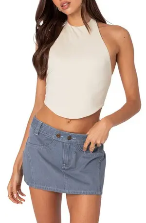 EDIKTED Raine Curved Halter Top - Cream