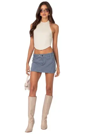 EDIKTED Raine Curved Halter Top - Cream