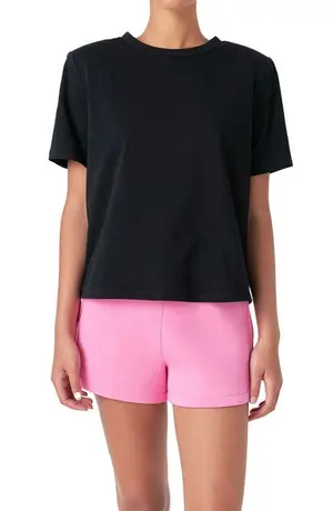 GREY LAB Power Shoulder Cotton T-shirt - Black
