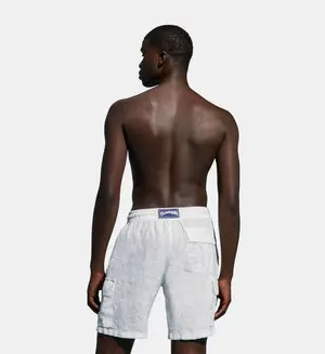 Vilebrequin Linen Cargo Bermuda Shorts - Blanc
