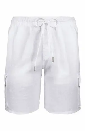 Vilebrequin Linen Cargo Bermuda Shorts - Blanc