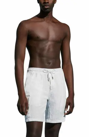 Vilebrequin Linen Cargo Bermuda Shorts - Blanc