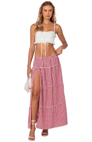 EDIKTED Gingham Maxi Skirt