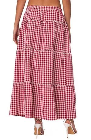 EDIKTED Gingham Maxi Skirt
