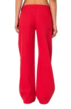 EDIKTED Roman Flare Jeans - Red