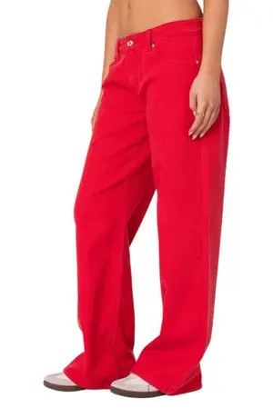 EDIKTED Roman Flare Jeans - Red