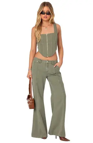 EDIKTED Lottie Denim Corset Top