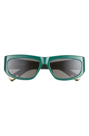Jacquemus Les Lunettes Pilota Rectangular Sunglasses - Green/ Yellow Gold/ Grey