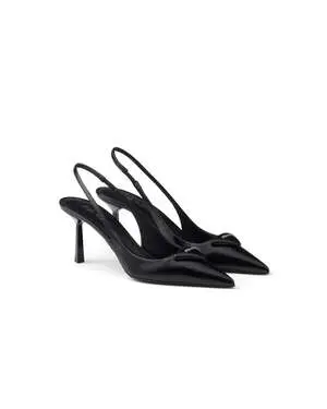 Prada Saffiano Patent Leather Slingback Pumps - Black
