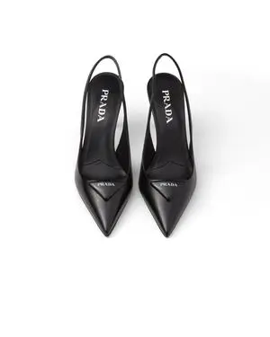 Prada Saffiano Patent Leather Slingback Pumps - Black