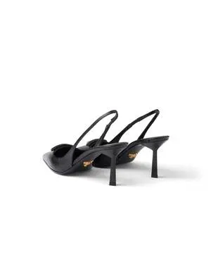 Prada Saffiano Patent Leather Slingback Pumps - Black